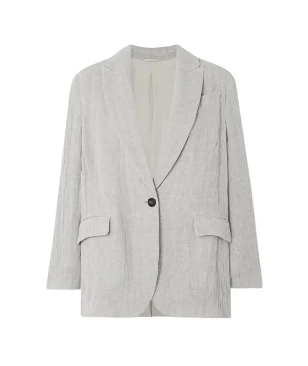 Brunello Cucinelli Crinkled Linen-blend Blazer