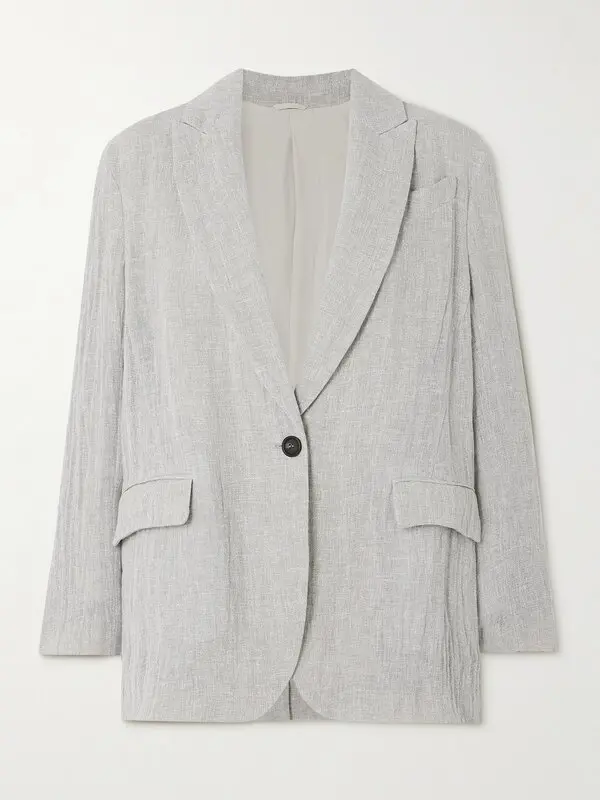 Brunello Cucinelli Crinkled Linen-blend Blazer