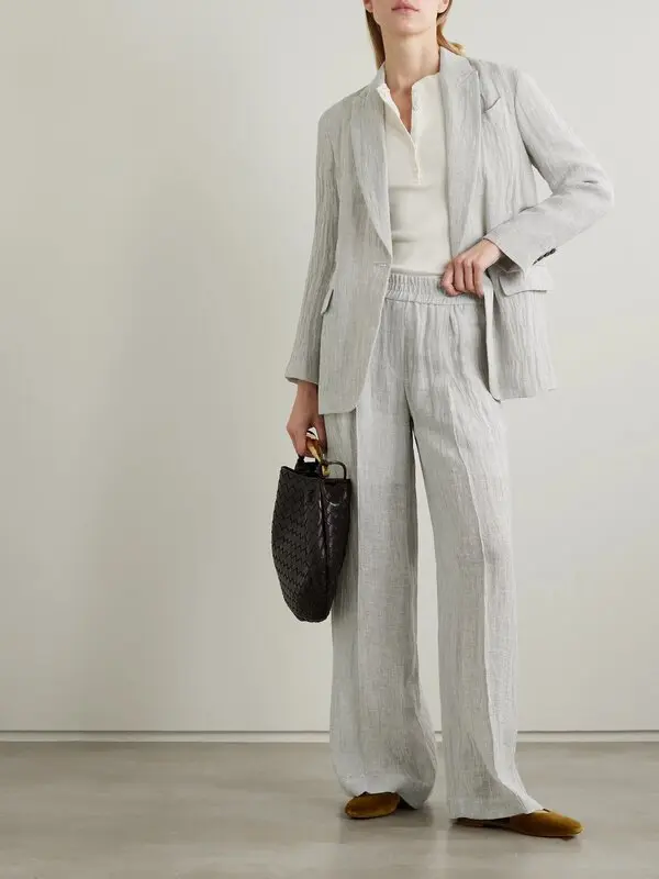 Brunello Cucinelli Crinkled Linen-blend Blazer