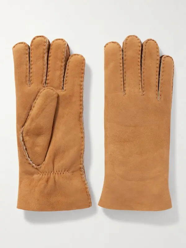AGNELLE Denise Shearling Gloves - Brown