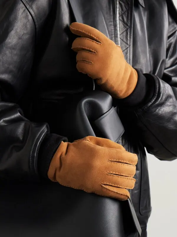 AGNELLE Denise Shearling Gloves - Brown