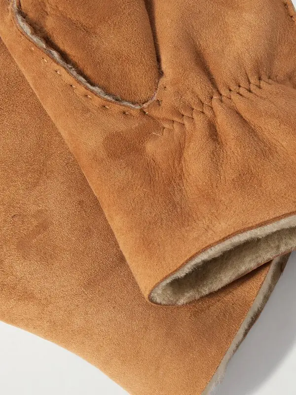 AGNELLE Denise Shearling Gloves - Brown