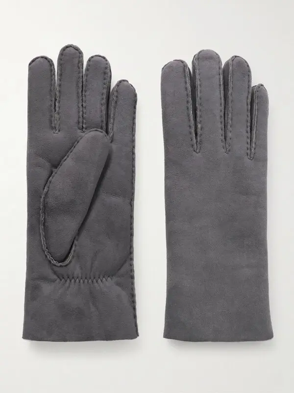 AGNELLE Denise Shearling Gloves - Gray