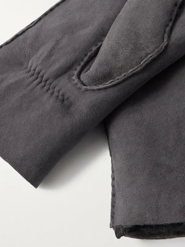 AGNELLE Denise Shearling Gloves - Gray