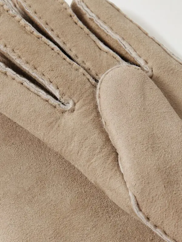 AGNELLE Denise Shearling Gloves - Neutrals