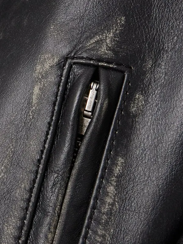 Acne Studios Distressed Leather Biker Jacket