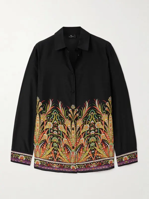 Etro Printed Cotton And Silk-blend Shirt