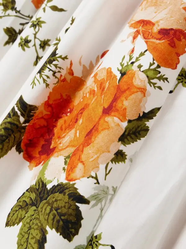 Erdem Gathered Floral-print Cotton-poplin Midi Skirt