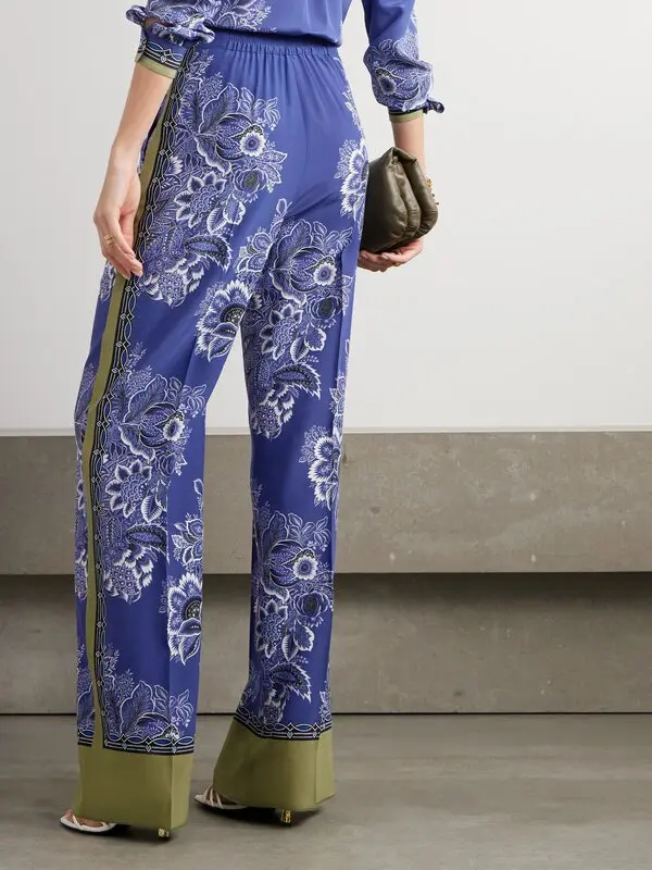 Etro Floral-print Silk-satin Wide-leg Pants