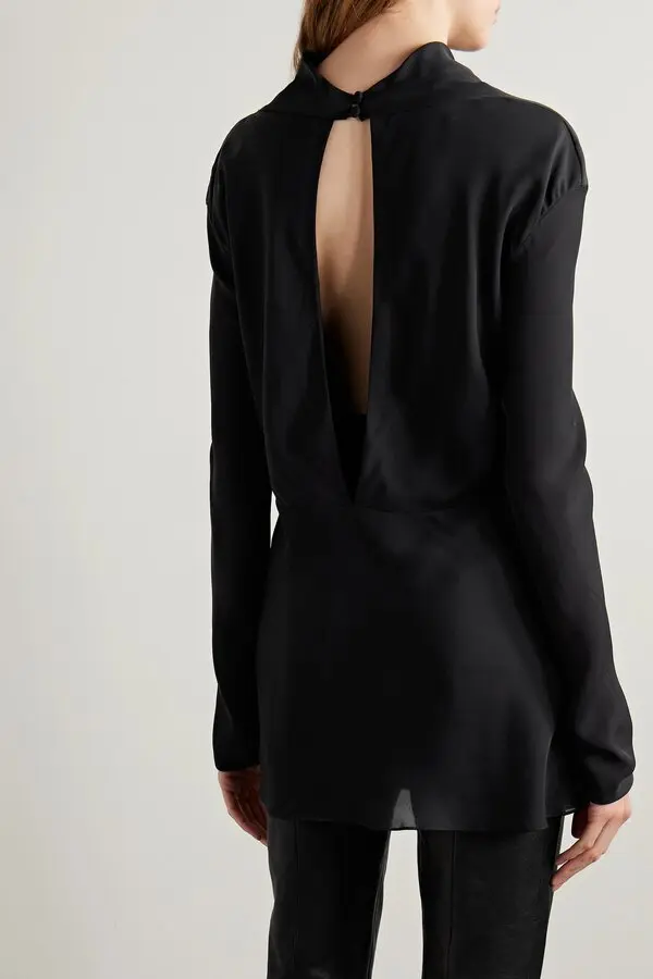 Khaite Vray Cutout Silk-georgette Top