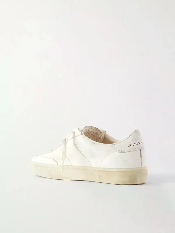 GOLDEN GOOSE Soul-star Logo-print Distressed Leather Sneakers - White