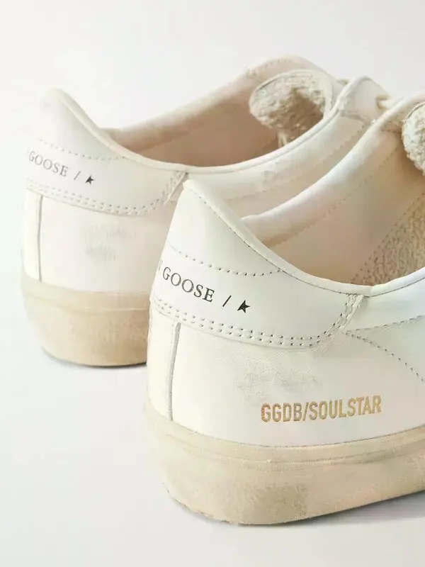 GOLDEN GOOSE Soul-star Logo-print Distressed Leather Sneakers - White