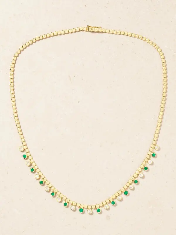 JENNIFER MEYER 18-karat Emerald And Diamond Tennis Necklace - Gold