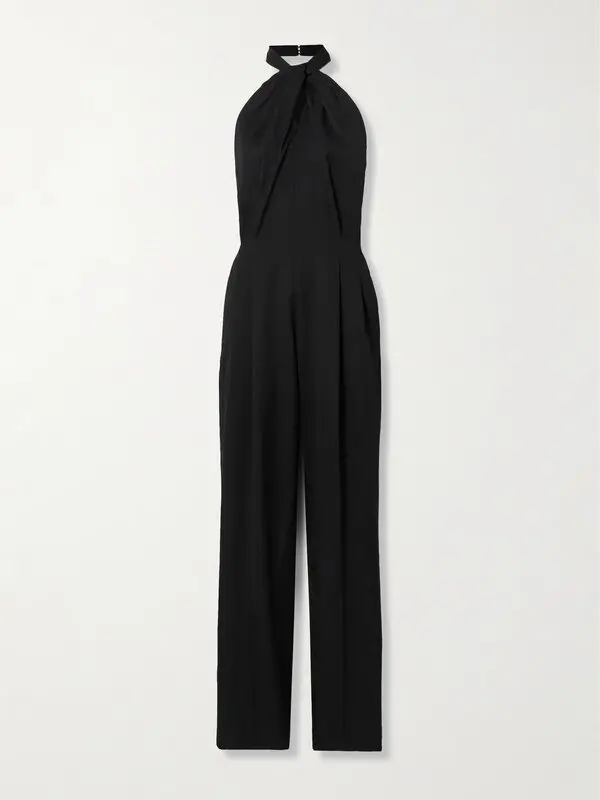 GOLDEN GOOSE Journey Cutout Wool-gabardine Halterneck Jumpsuit - Black