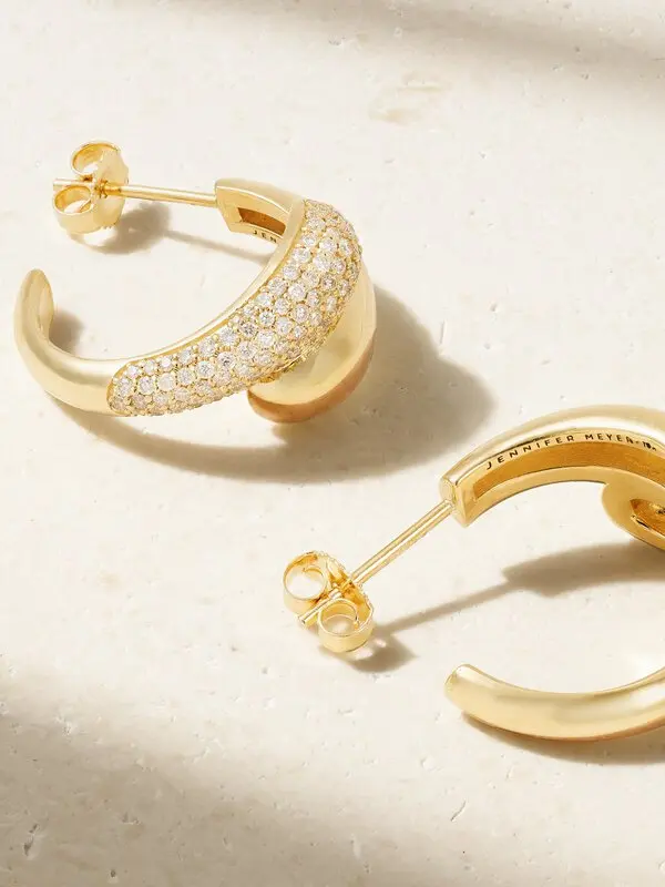 JENNIFER MEYER Small Double Dome 18-karat Diamond Hoop Earrings