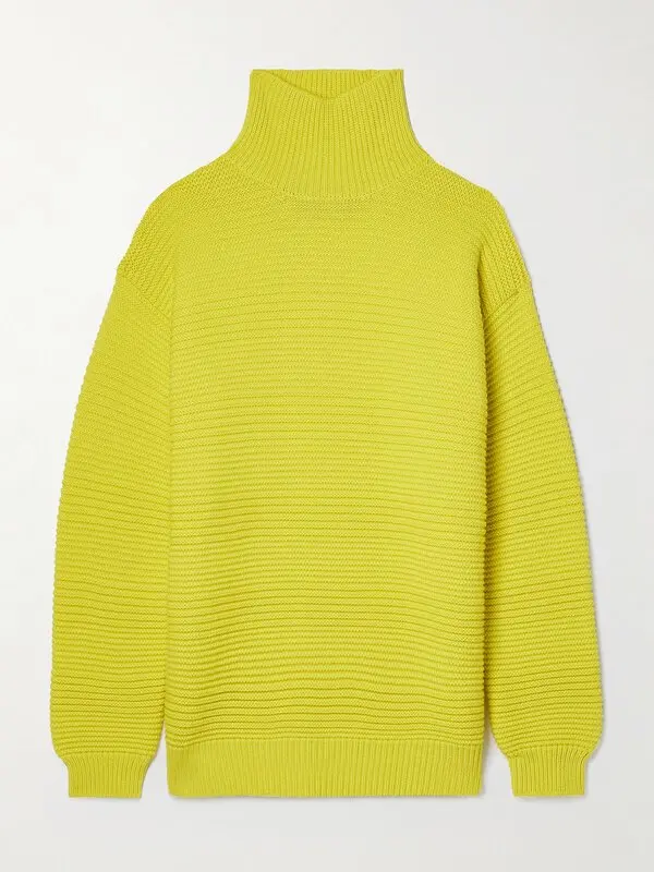 Brandon Maxwell Ribbed Wool Turtleneck Sweater