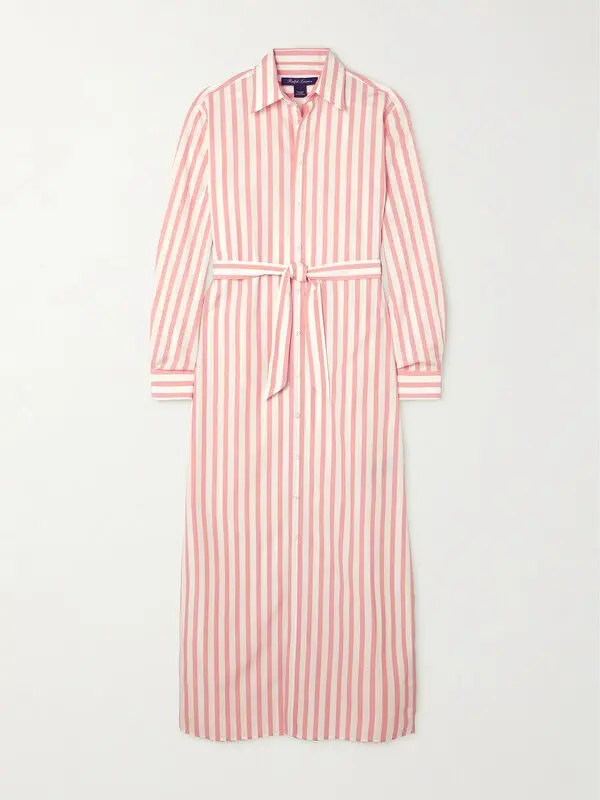 Buy Ralph Lauren Ysabella Striped Maxi Shirt Dress - Pink At 60% Off |  Editorialist