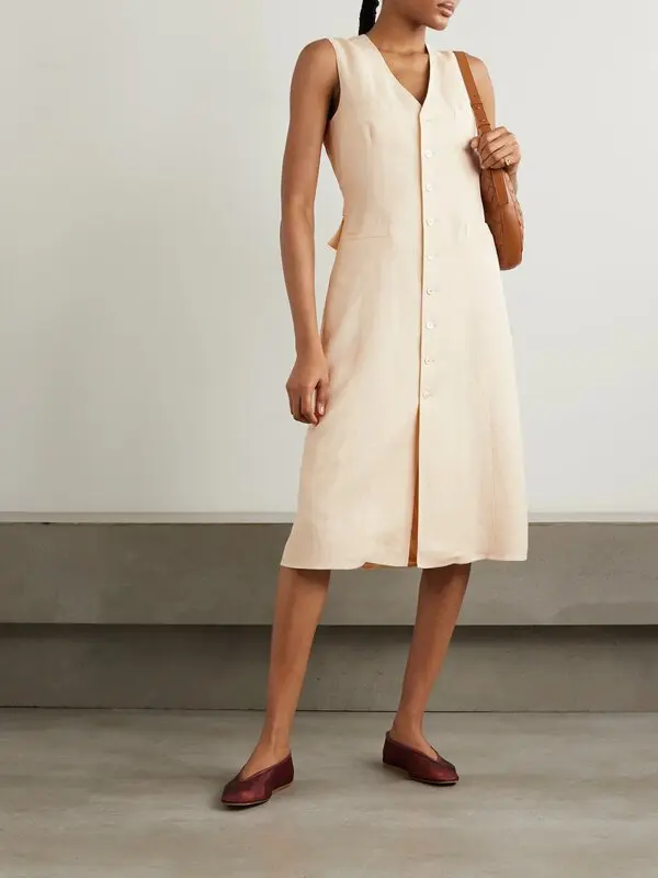 Ralph Lauren Berke Linen And Silk-blend Canvas Midi Dress