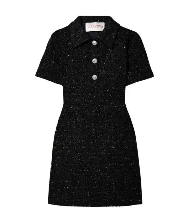 valentino black dress white collar RED VALENTINO - Lace Bib Knit Tunic Dress - Black - XS Size