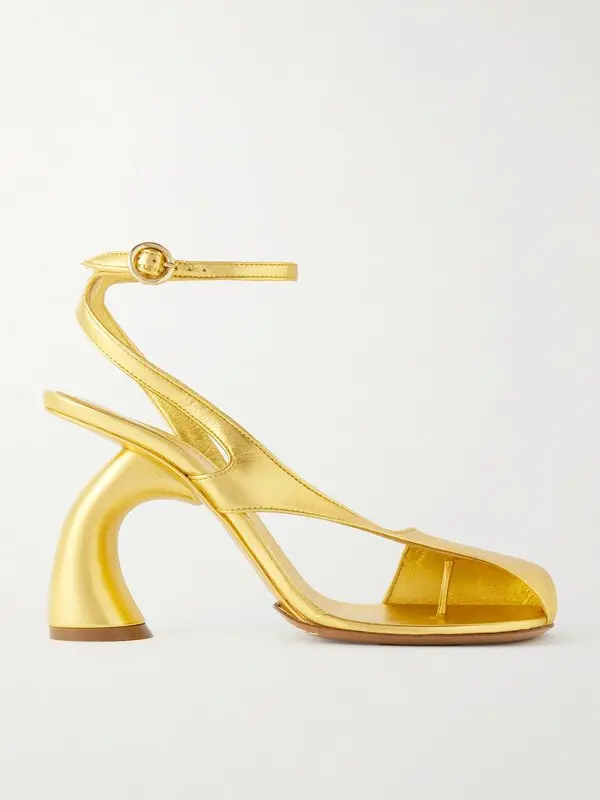 Dries Van Noten Cutout Metallic Leather Pumps