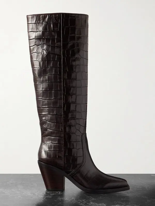 LOEFFLER RANDALL Lynn Croc-effect Knee Boots