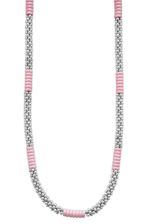 Lagos Caviar Ceramic Station Necklace - Pink
