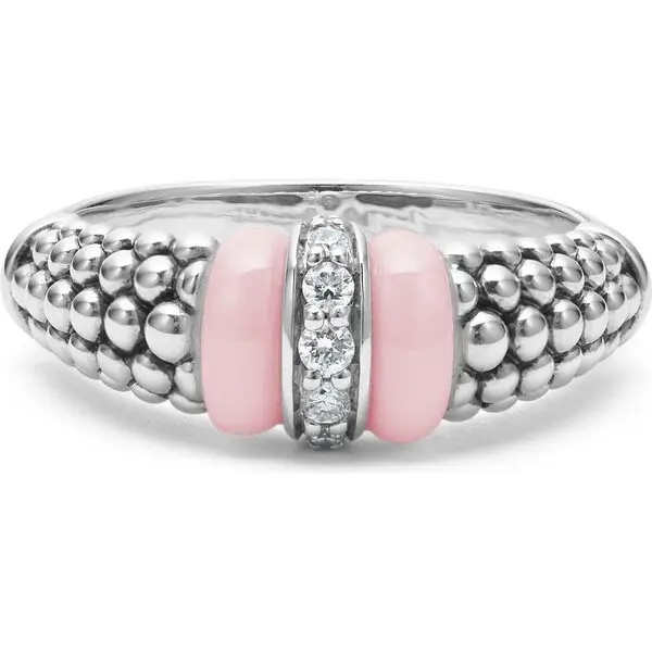 Lagos Caviar Diamond And Ceramic Ring - Pink
