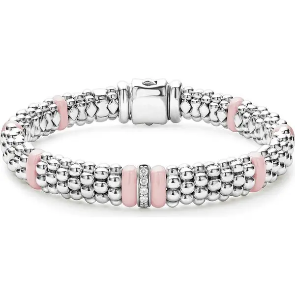 Lagos Caviar Diamond & Ceramic Station Bracelet - Pink