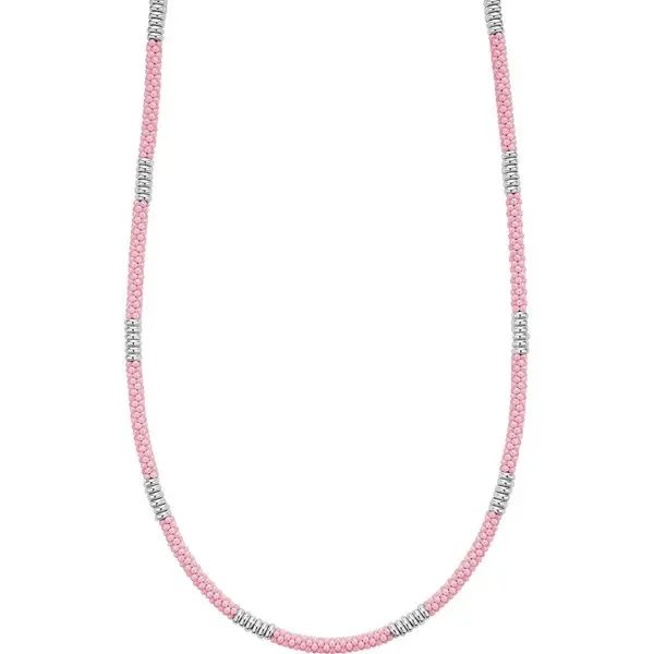 Lagos Caviar Ceramic Station Necklace - Pink