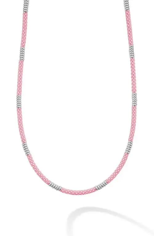 Lagos Caviar Ceramic Station Necklace - Pink