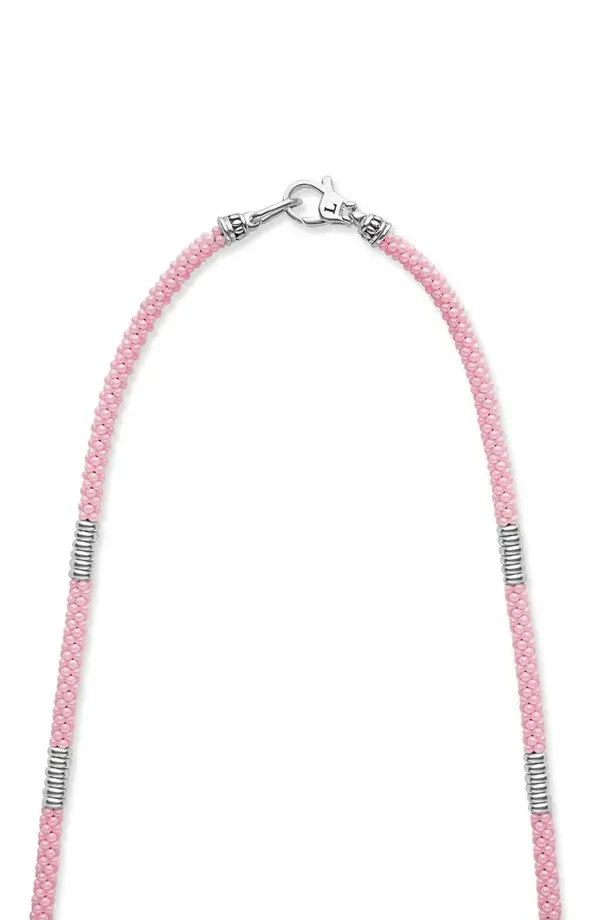 Lagos Caviar Ceramic Station Necklace - Pink