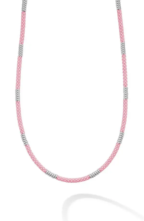 Lagos Caviar Ceramic Station Necklace - Pink