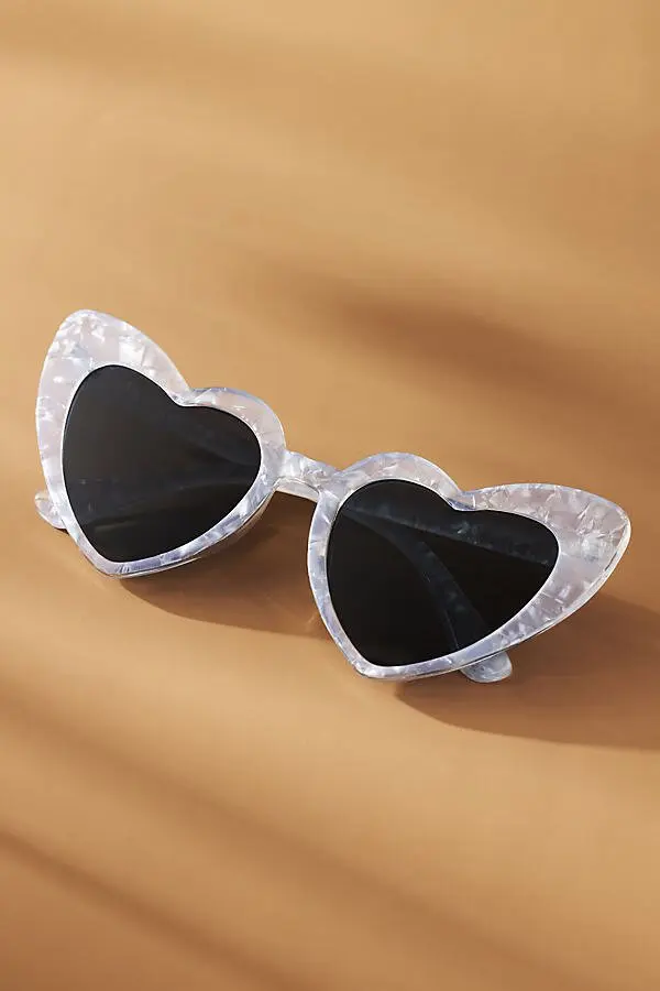 Bhldn Mother-of-pearl Heart Sunglasses - White