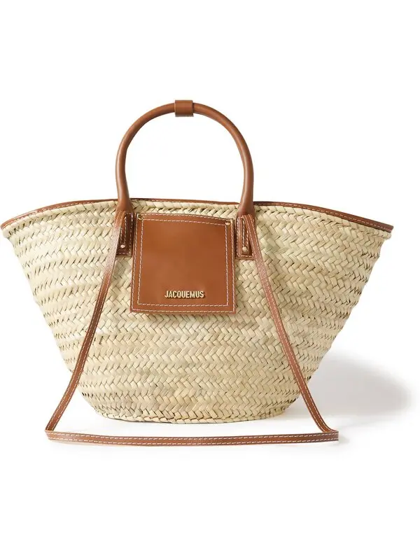 Jacquemus Leather-trimmed Raffia Tote Bag