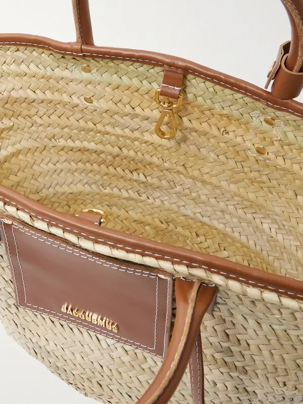 Jacquemus Leather-trimmed Raffia Tote Bag