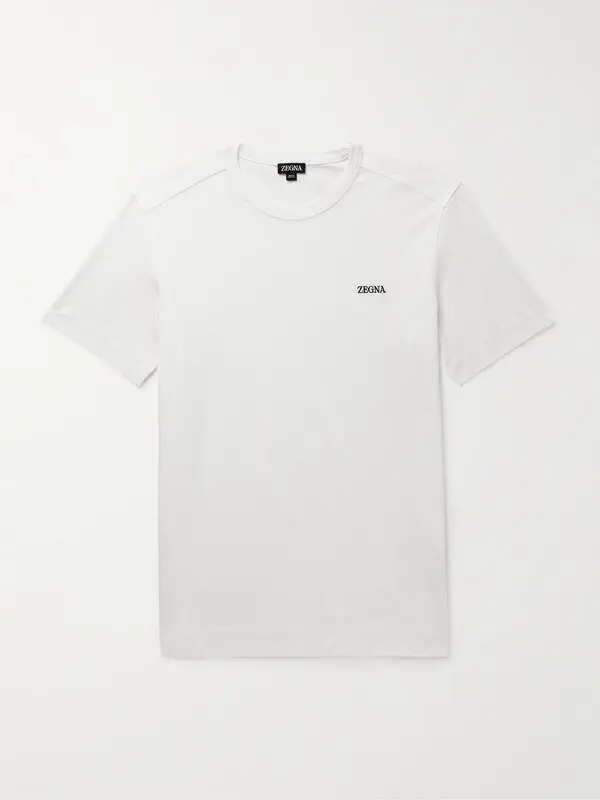 Zegna Slim-fit Logo-embroidered Cotton-jersey T-shirt