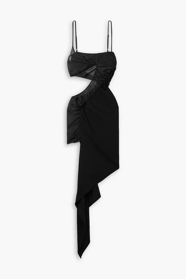MUGLER Asymmetric Cutout Mini Dress - Black