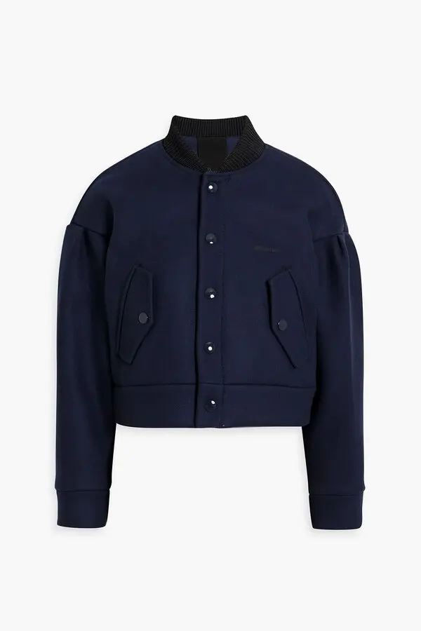 Red Valentino Cropped Wool-blend Bomber Jacket - Midnight Blue