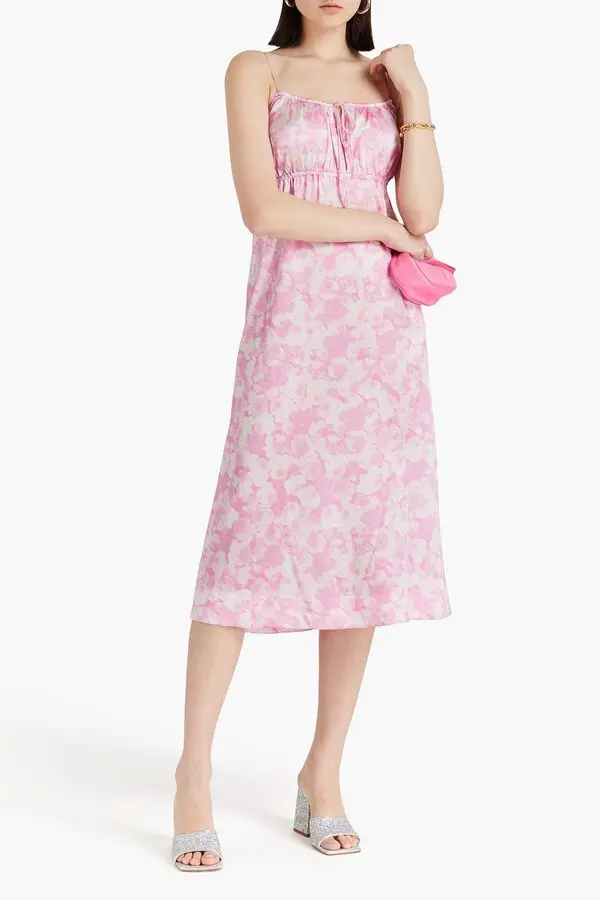 ganni pink silk dress Potpourri Dress in Pink Satin