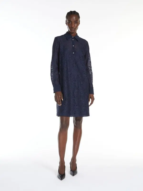 Max Mara Floral Lace Dress - Navy | Editorialist