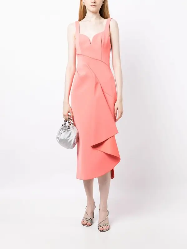 Acler Gowrie Ruffled Midi Dress In Orange - 50% Off | Editorialist