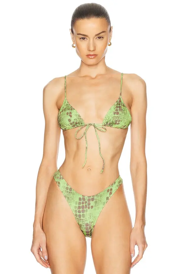 Heavy Manners X Elsa Hosk Triangle Bikini Top - Lizard With A Ladder
