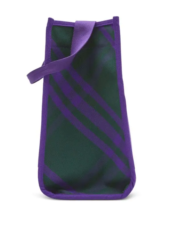 Burberry Check-pattern Leather Tote Bag - Purple