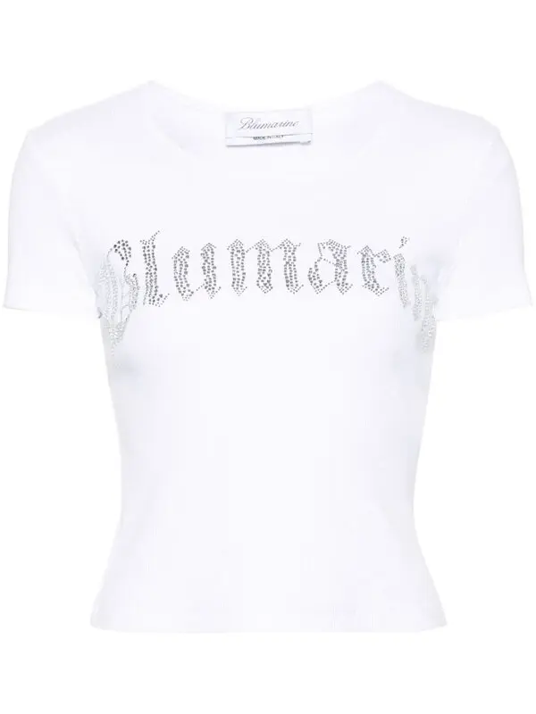 Blumarine Rhinestone-embellished T-shirt - White