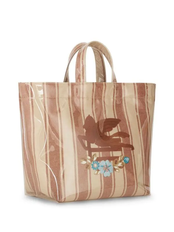 Etro Large Pegaso-motif Striped-jacquard Tote Bag