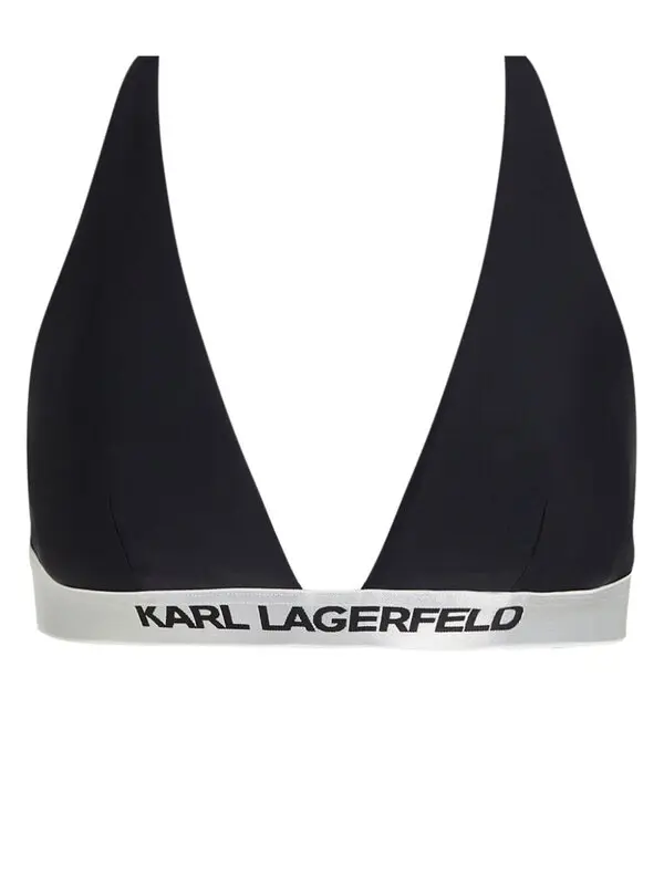 Karl Lagerfeld Logo Underband Triangle Bikini Top - Black