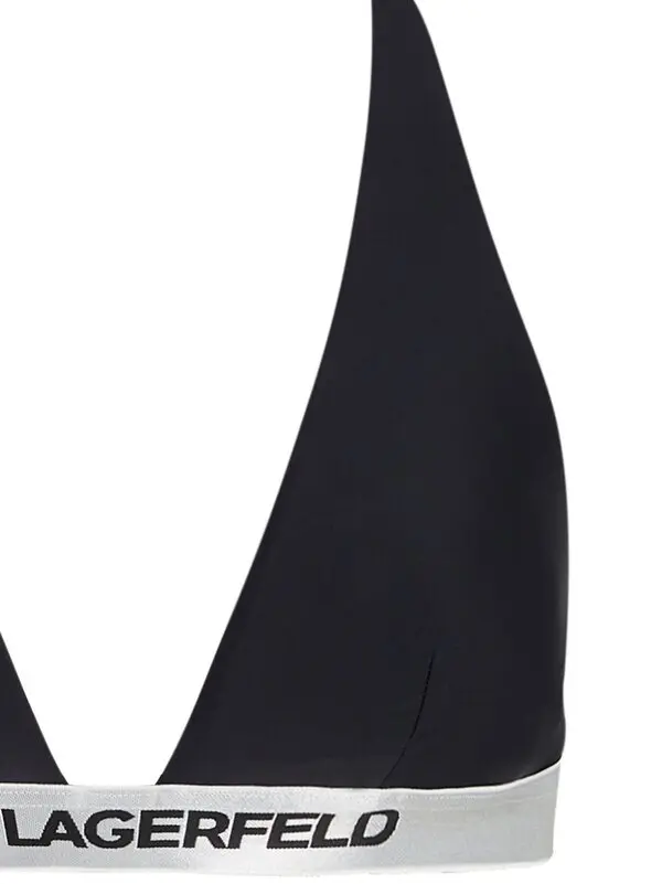 Karl Lagerfeld Logo Underband Triangle Bikini Top - Black