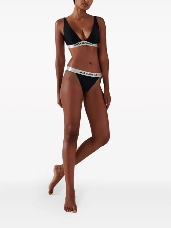 Karl Lagerfeld Logo Underband Triangle Bikini Top - Black