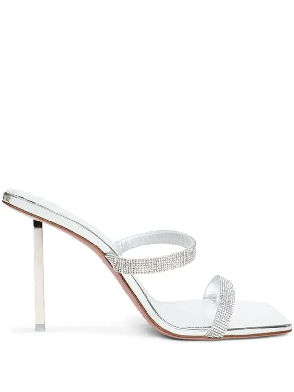 Amina Muaddi Rih Slipper 95mm Sandals - Silver