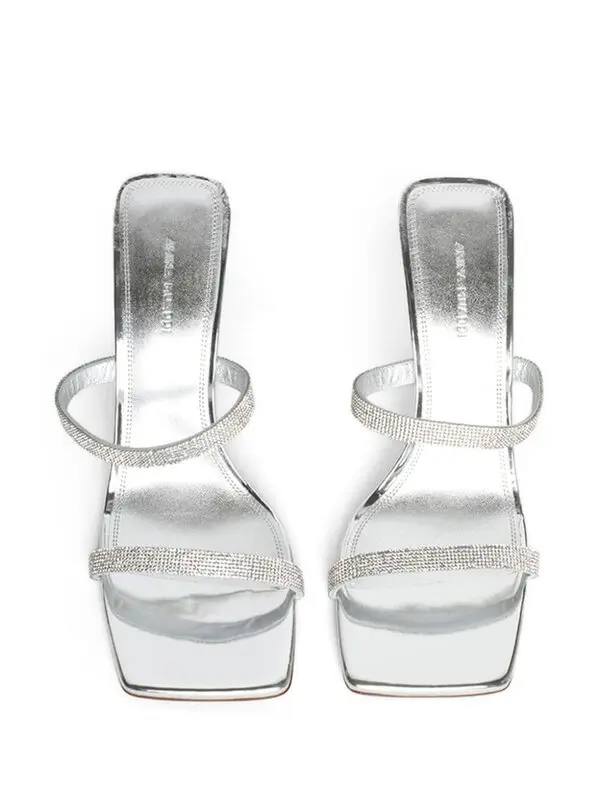 Amina Muaddi Rih Slipper 95mm Sandals - Silver